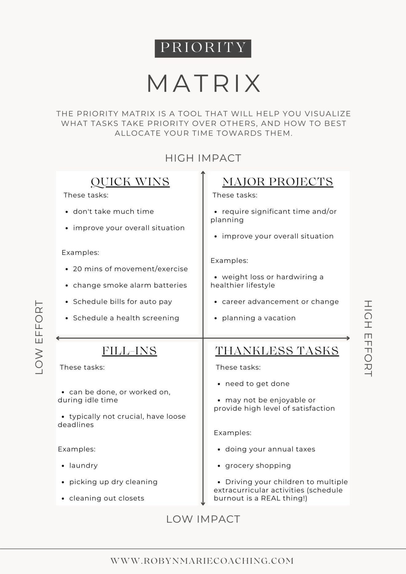 How to Achieve Goals by Prioritizing: 3 Free Worksheets - Robyn Marie ...